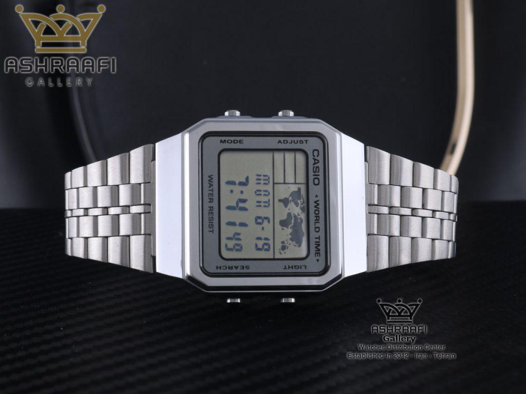 ساعت کاسیو های کپی مدل نوستالژی تمام دیجیتال Casio A500W نقره ای رنگ