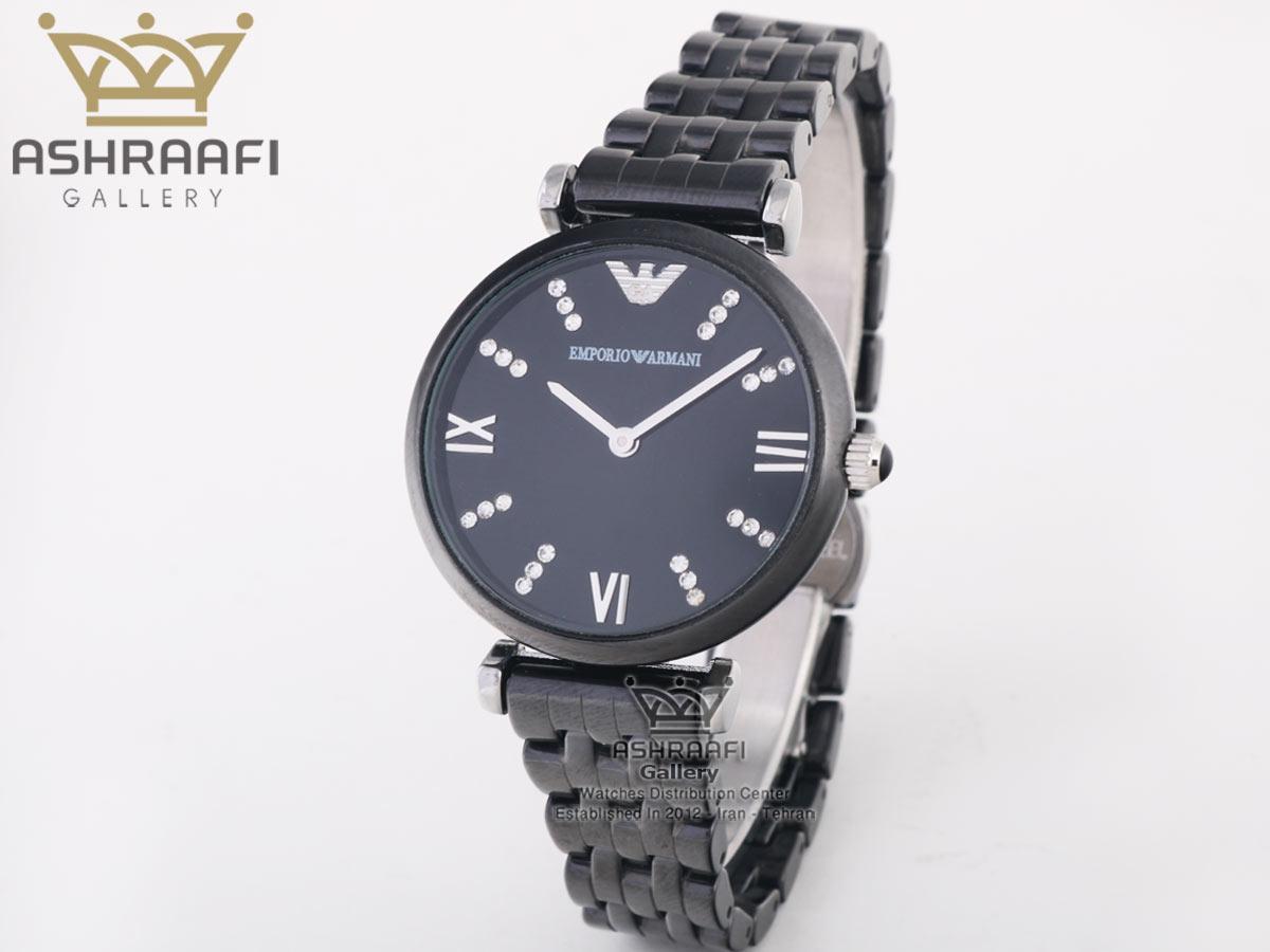 ساعت صفحه گرد زنانه مدل امپریو آرمانی تمام سرامیک مشکی Emporio Armani ...